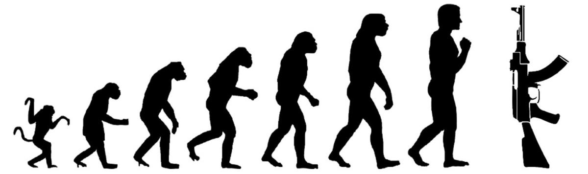 This is evolution – The monkey, the man, then the gun …! | Heavymetal.dk